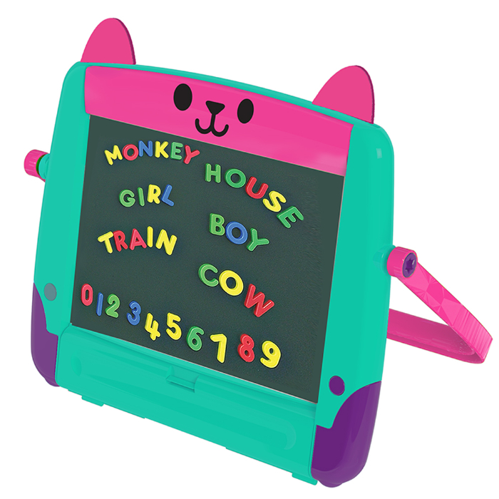 A drawing board, magnetic board and scrub board featuring the beloved ...